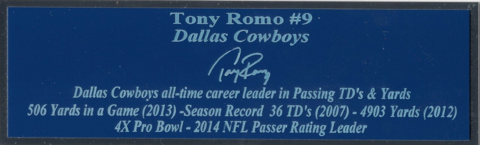 Tony Romo Autograph Nameplate Dallas Cowboys Helmet Jersey Football | eBay