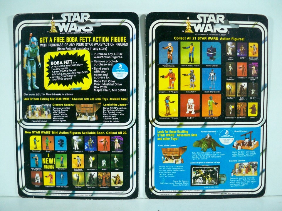 K24i00862 FIRST 12 STAR WARS 1977 FIGURE SET W/ FULL CARDS INCOMPLETE ...