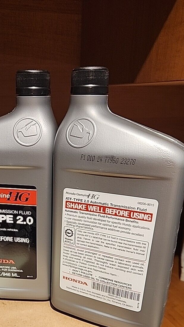 4 QTS OEM Honda ATF Type 2.0 & Gasket 8SPD 10SPD AUTOMATIC TRANSMISSION ...