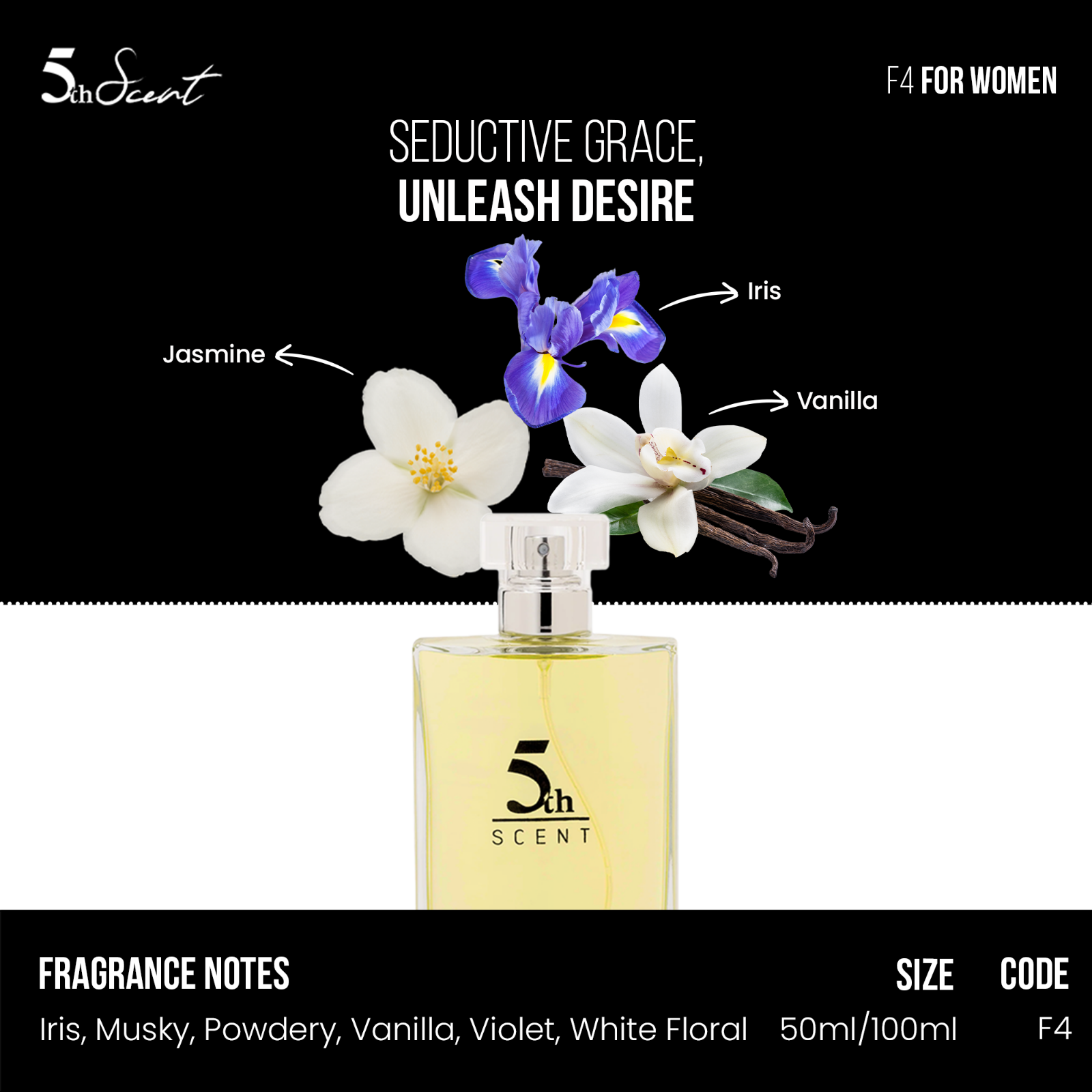 5th Scent F4 - Perfume for Women - Jasmine and Iris Perfume Nodes - 50/ ...
