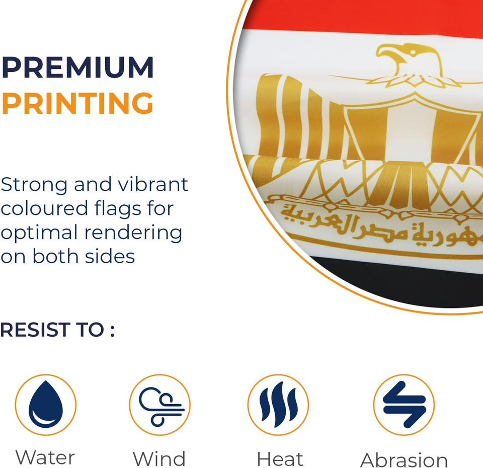 - Egypt Flag - 2X3 Ft - 100D Polyester Egyptian Banner with Two Metal ...