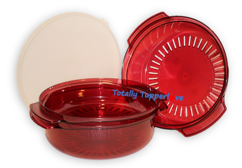 Tupperware Stack Cooker 4 Piece Set Acrylic Red (Seal, Bases, Colander ...