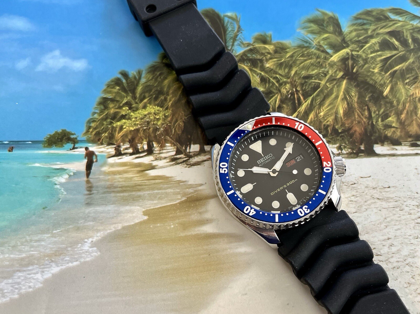 Seiko 21Jewel SKX009 7S26-0020 Pepsi Bezel Auto Japan… - Gem