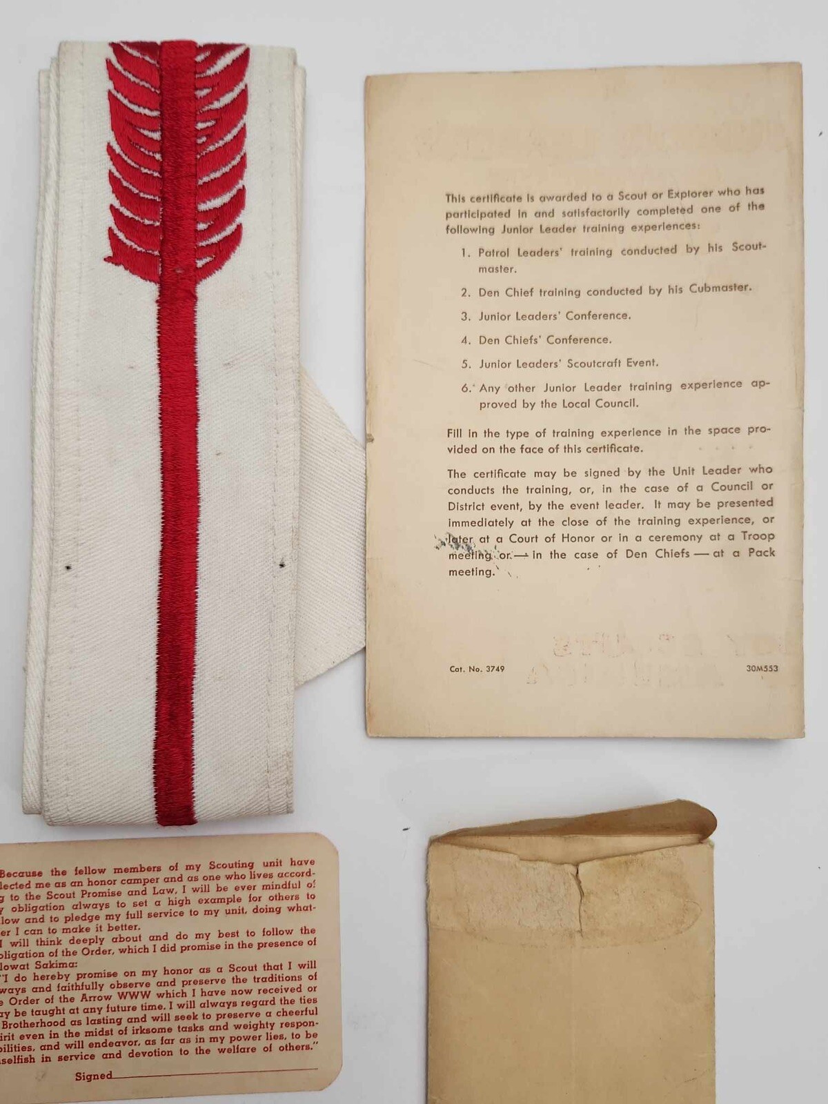 Vintage 1950’s Boy Scouts Of America Order of The Arrow Sash Badge ...