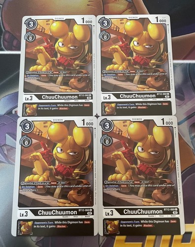 x4 ChuuChuumon BT12-060 C Playset Digimon TCG Across Time | eBay