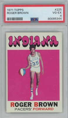 1971 Topps Basketball Roger Brown Indiana Pacers #225 HOF NBA PSA 4 VG ...