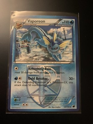 Vaporeon 20/116 NM Team Plasma Freeze Black and White Pokemon Card BW ...