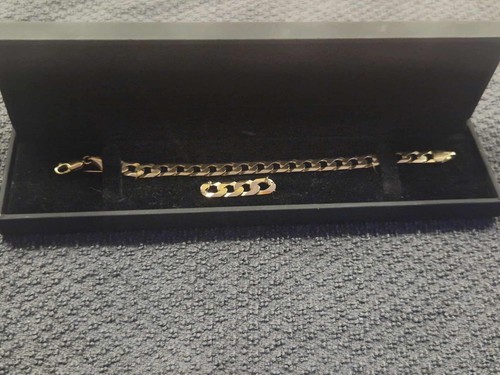 9ct Solid Gold Curb Bracelet 7.3 Inch- 5.5mm Flat Curb - FULL UK ...