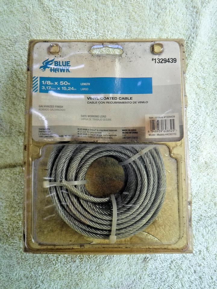 NEW IN OLD PK BLUE HAWK #1329439 1/8" X 50' VINYL COATED GALVANIZED ...