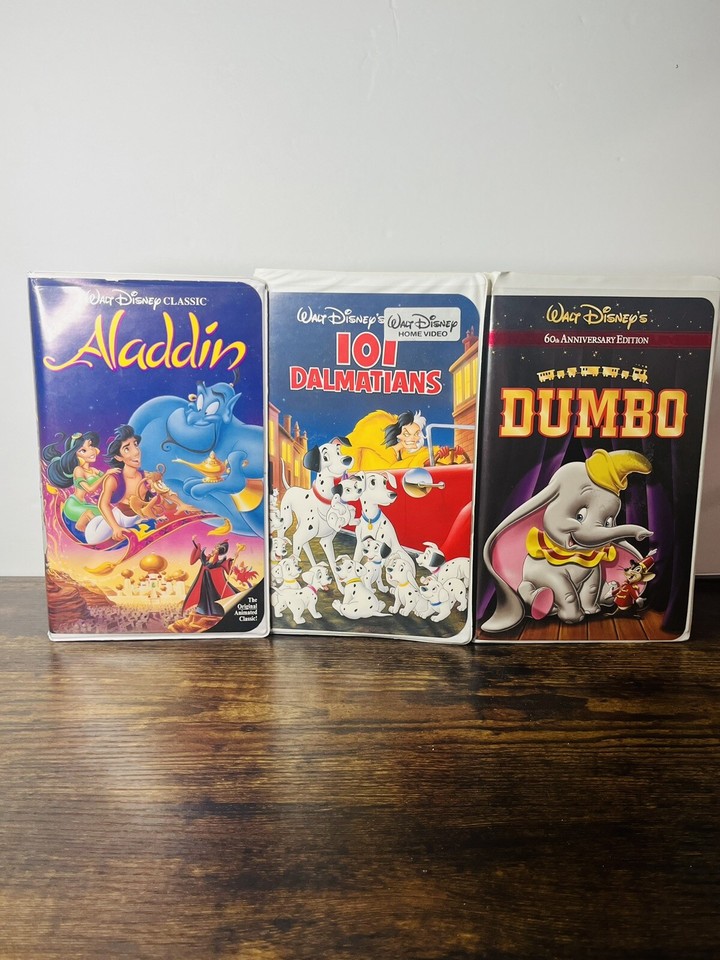 5 Rare Walt Disney VHS Movies Lot Black Diamond, Dumbo , Aladdin, 101 ...