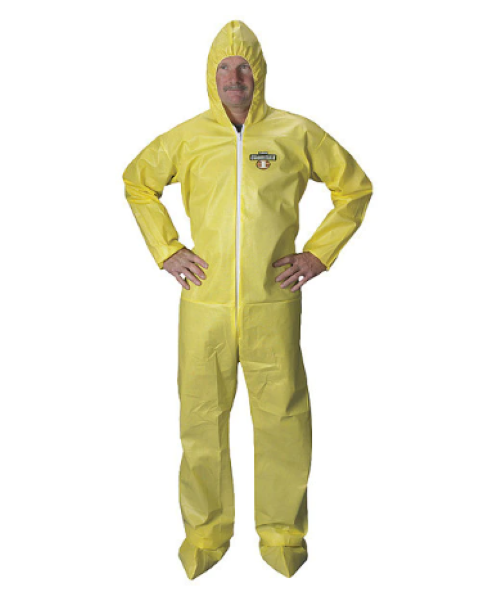 Hooded Chemical Resistant Yellow Coveralls, 5414, Elastic Cuff, Sold by ...