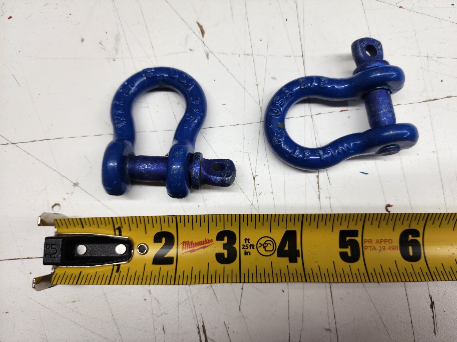 (2 Pack) Campbell 5410605 3/8" Blue Painted 1 Ton WLL Anchor Shackles ...