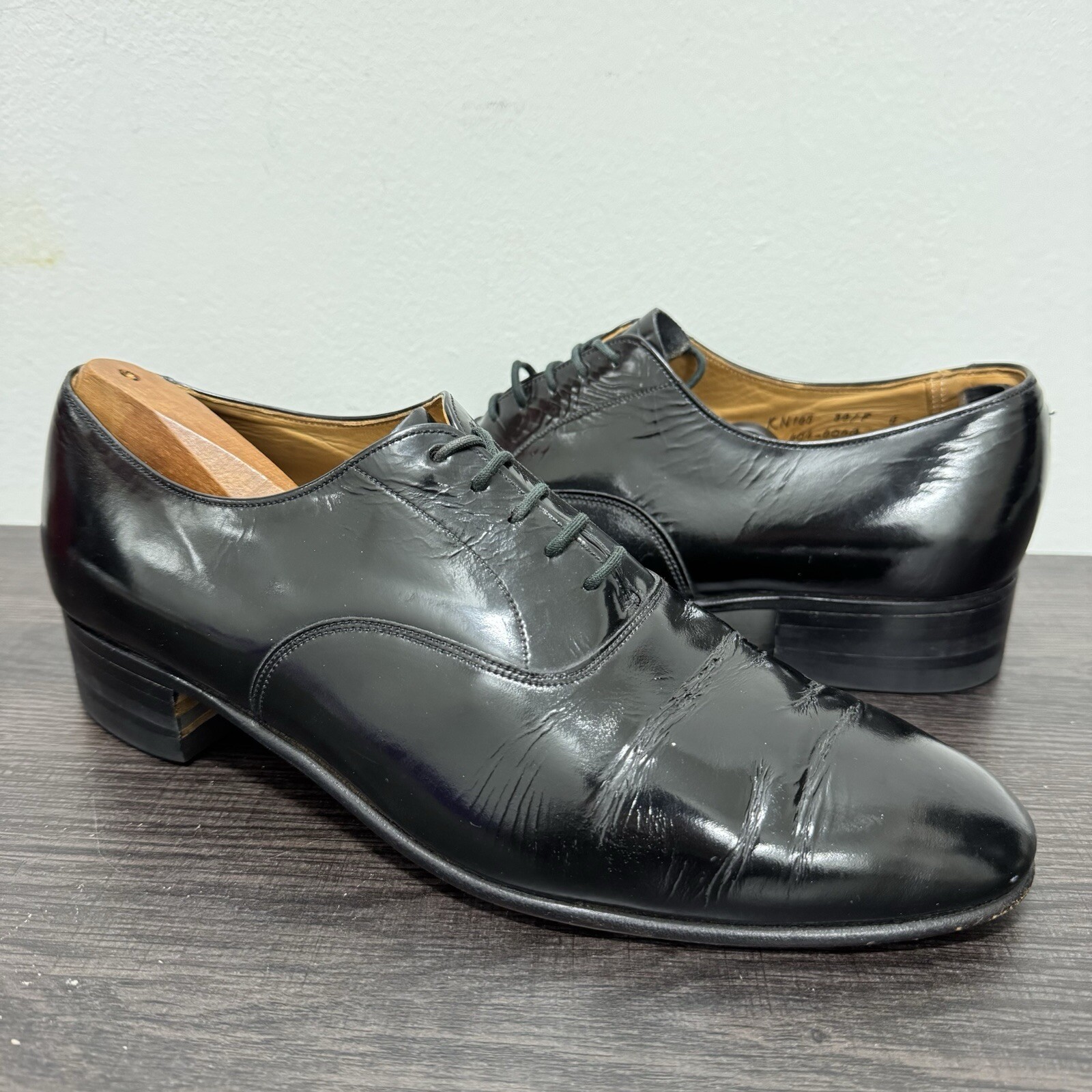 VTG Alan McAfee Oxford Dress Shoes Mens 9 F Black Lea… - Gem