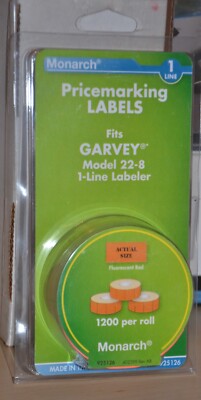 Monarch price marking labels for Garvey 22-9 1 line labeler fluorescent ...