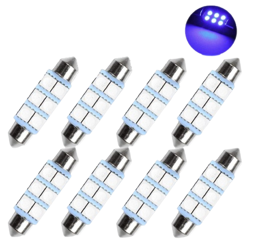 8pcs 41mm Blue 6SMD LED Bulb Car Interior Lamp DC 12V For Dome Map ...
