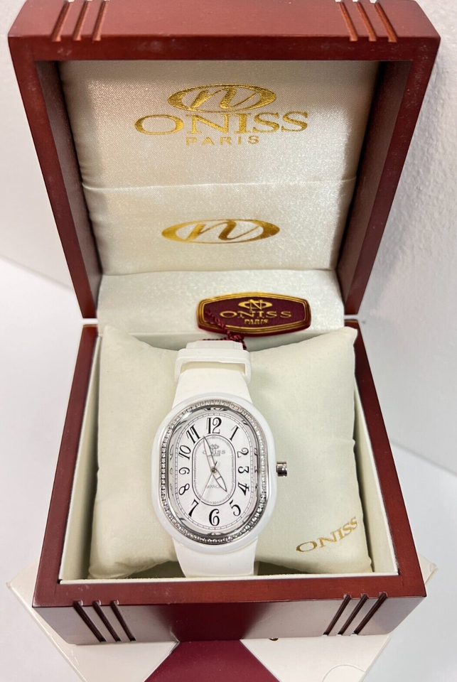 ONISS Paris Ceramic Watch Saphire Crystal Swiss Movement white /silver ...