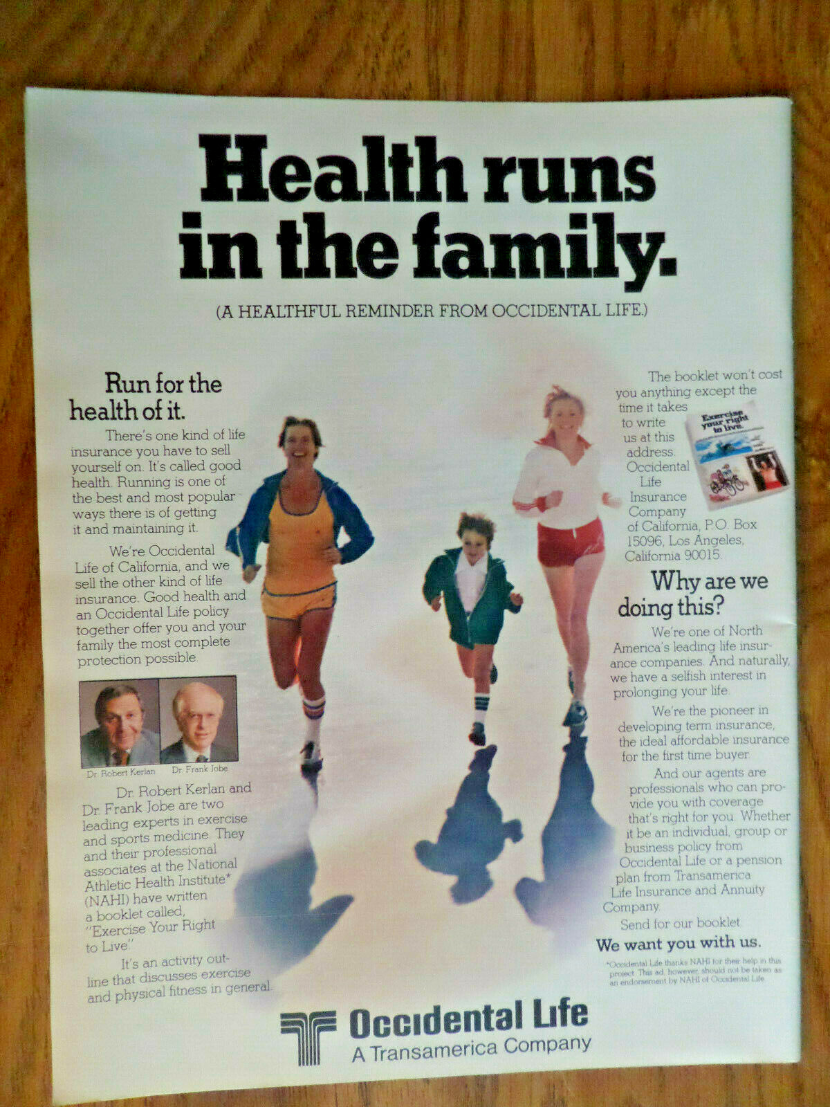 1980 Occidental Life Insurance A Transamerica Co Ad Health Runs in the ...