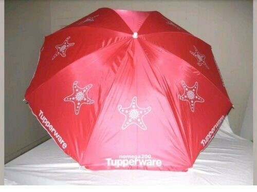 New Tupperware Logo Beach Pink Umbrella White Starfish Carrying Bag ...