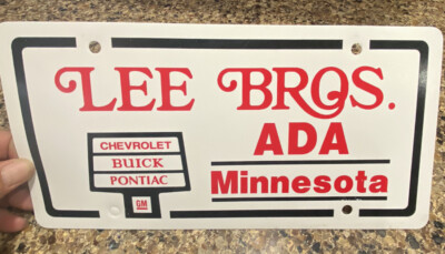 Lee Brothers Ada MN Plastic Dealer License Plate Minnesota Chevrolet ...