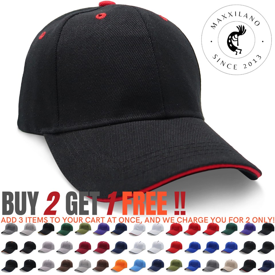 Mens Baseball Cap Visor Hat Polo Style Golf Hat Solid Plain Adjustable ...