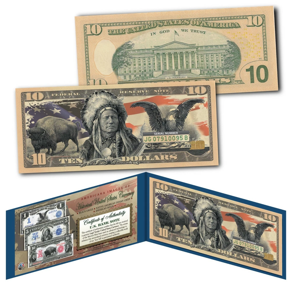 Old Us Dollar $10 Bill Bison
