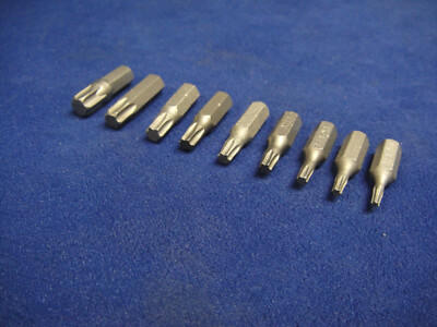 Set of 9 Torx Star Screwdriver Bits T8 T10 T15 T20 T25 T27 T30 T40 T45 ...