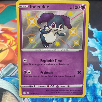 Indeedee Shiny Holo Rare Pokemon Card Shining Fates Shiny Vault SV059 ...