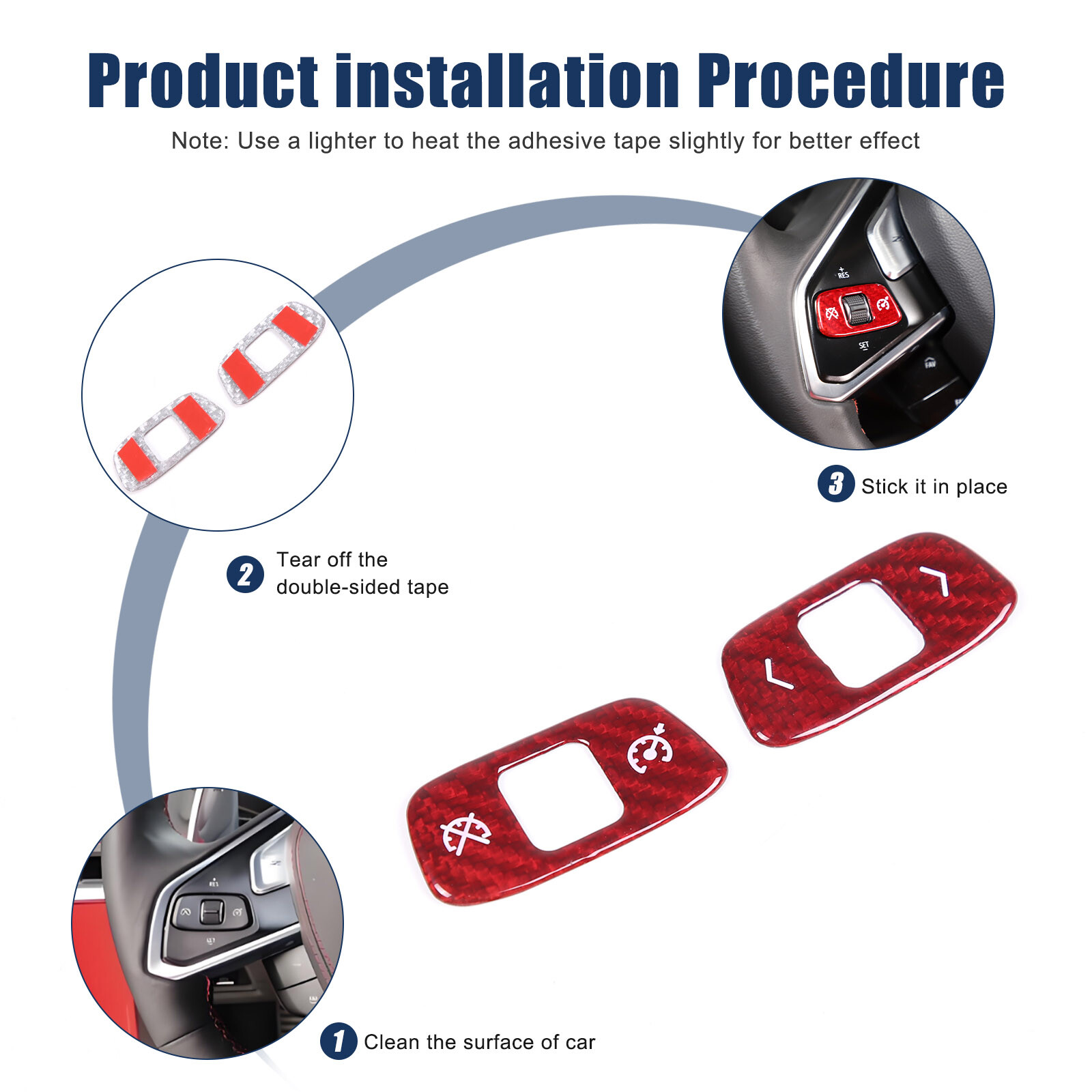 Red Carbon Fiber Steering Wheel Roller Switch Button Cover For Corvette ...