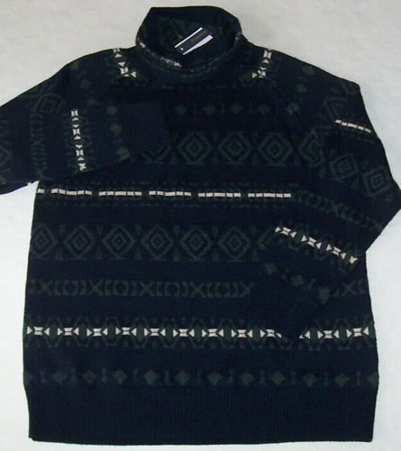 NWT Pendleton Navy Blue/Green/Ivory AZTEC MERINO WOOL 28" Tunic Sweater ...