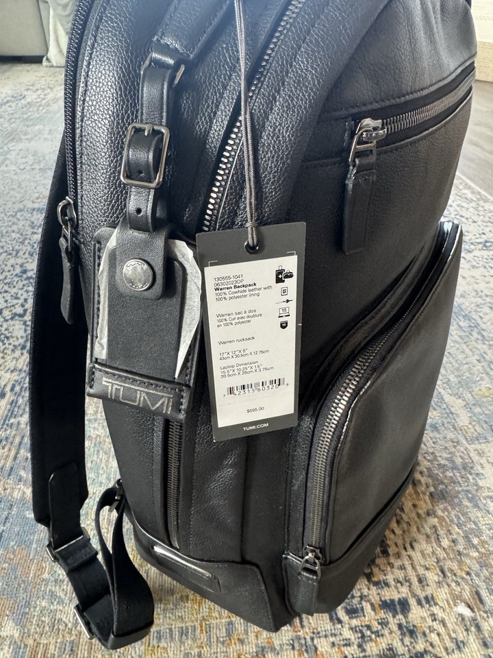 Tumi Harrison Warren - 100% Leather Laptop Backpack - Black | eBay