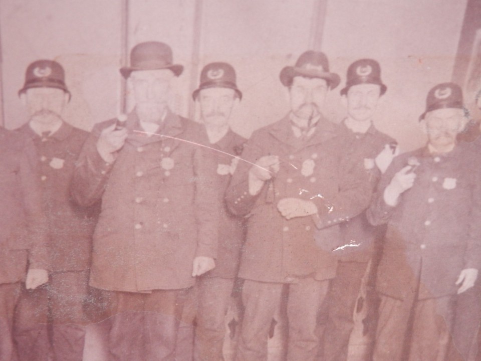 Vintage Police Officer Department Photo • Sepia Billy Clubs Big ...