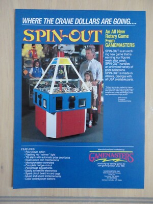 Spin Out Flyer Rotary Arcade Original Magazine Pull Out Advertisement ...