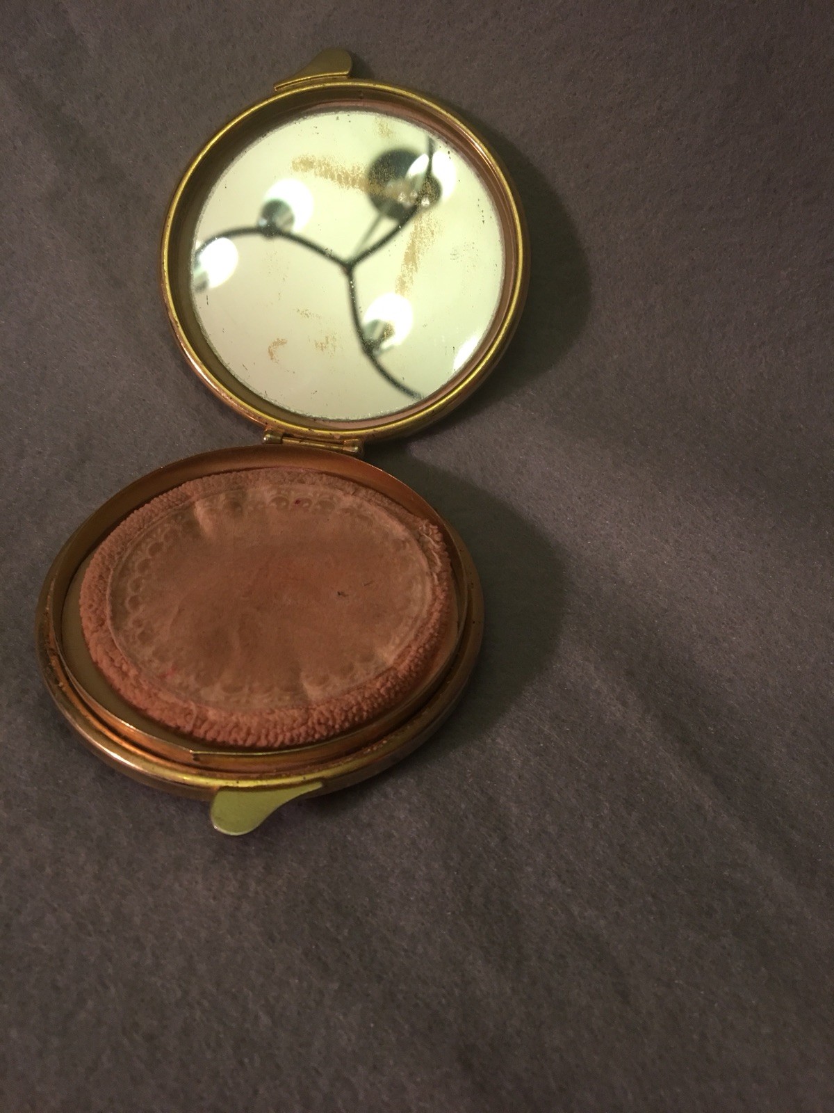 Stunning 3” Vintage Mid-Century Leather & Brass Mirror Powder Snap ...