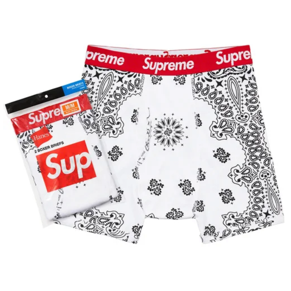 100% Authentic Supreme x Hanes Boxer Briefs Purple Yellow Bandana (ONE ...