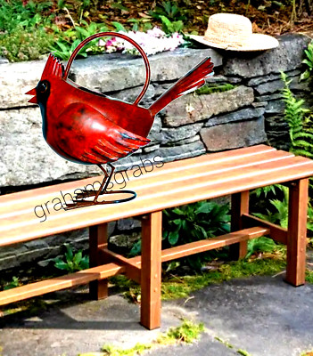 BLUE HANDWORKS CARDINAL METAL WATERING CAN STATUE FIGURINE GARDEN DECOR ...