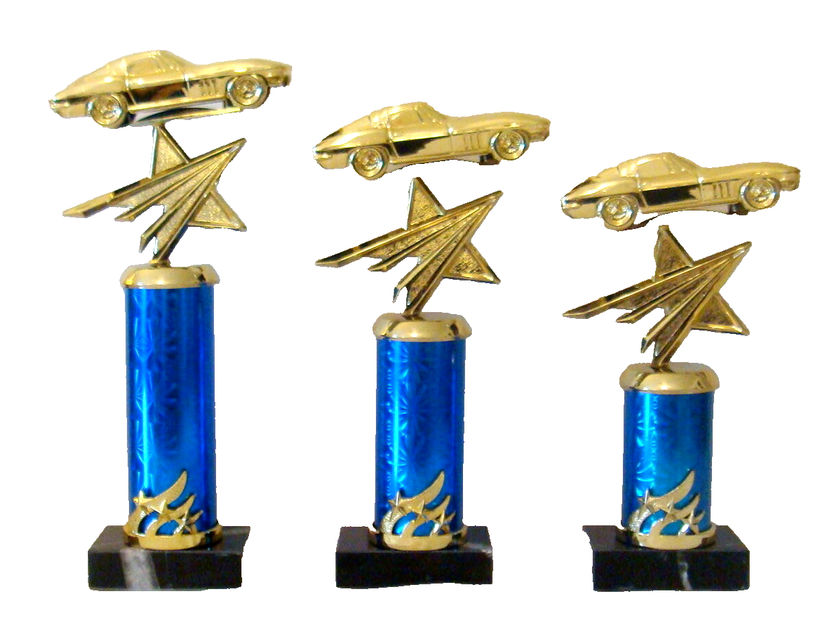 SET OF 3 CORVETTE TROPHIES, CAR TROPHY, CAR SHOW, AUTO SHOW 4 COLORS | eBay