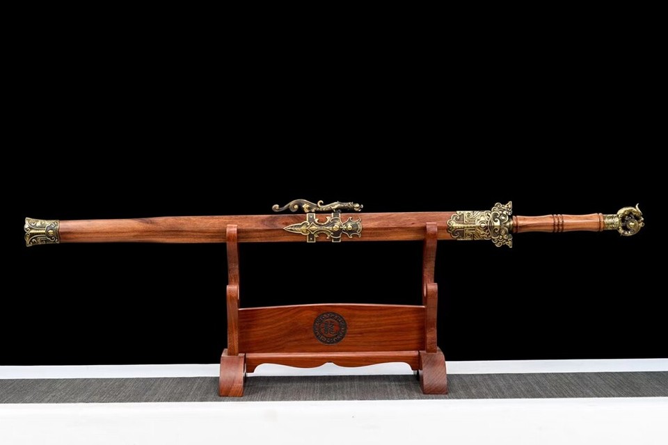 Brass Fittings Dragon JIan Han Dynasty Saber Chinese Folded Steel Sharp ...