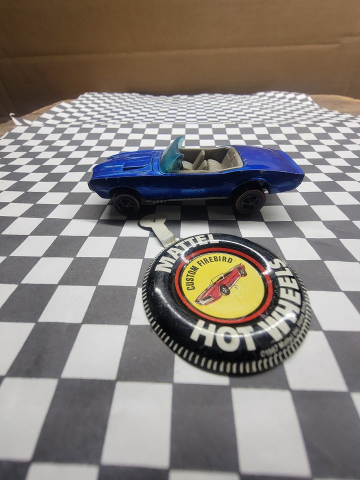 Hot Wheels Redline Vintage 1968 CUSTOM FIREBIRD Blue Gray Interior &Pin ...