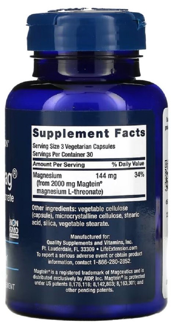 Neuro-Mag Magnesium L-Threonate from 2000 mg Magtein - 90caps | Life ...