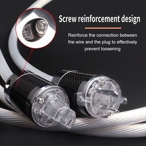 HiFi Audio Power Cable Silver-plated Supply Mains Cord W/ US EU AU NZ ...