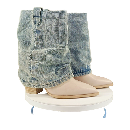 New STEVE MADDEN Size 7 Stylish Layne Western Heeled Bootie in Denim | eBay