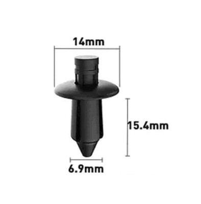 6.9mm Hole Push-in Plastic Rivet Sheet Metal Plugs size 15.4mm clip ...