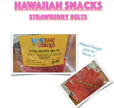 Local Kine Snacks STRAWBERRY BELTS 4.5oz Hawaii Candy Snack Fruit Gummy ...