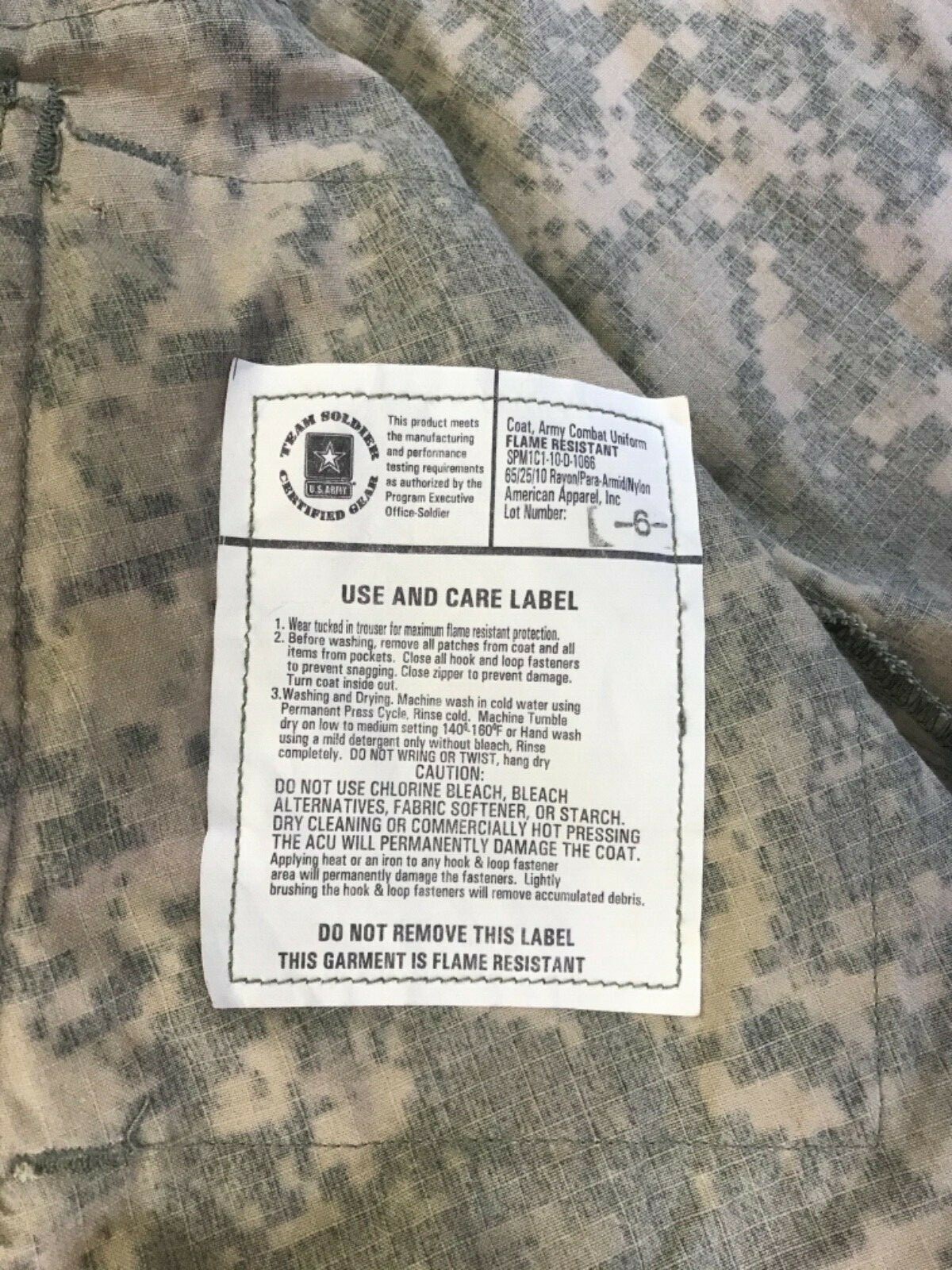 US ARMY FR ACU SHIRT CAMO COAT COMBAT NSN 8415-01-548-2955 SR FLAME ...