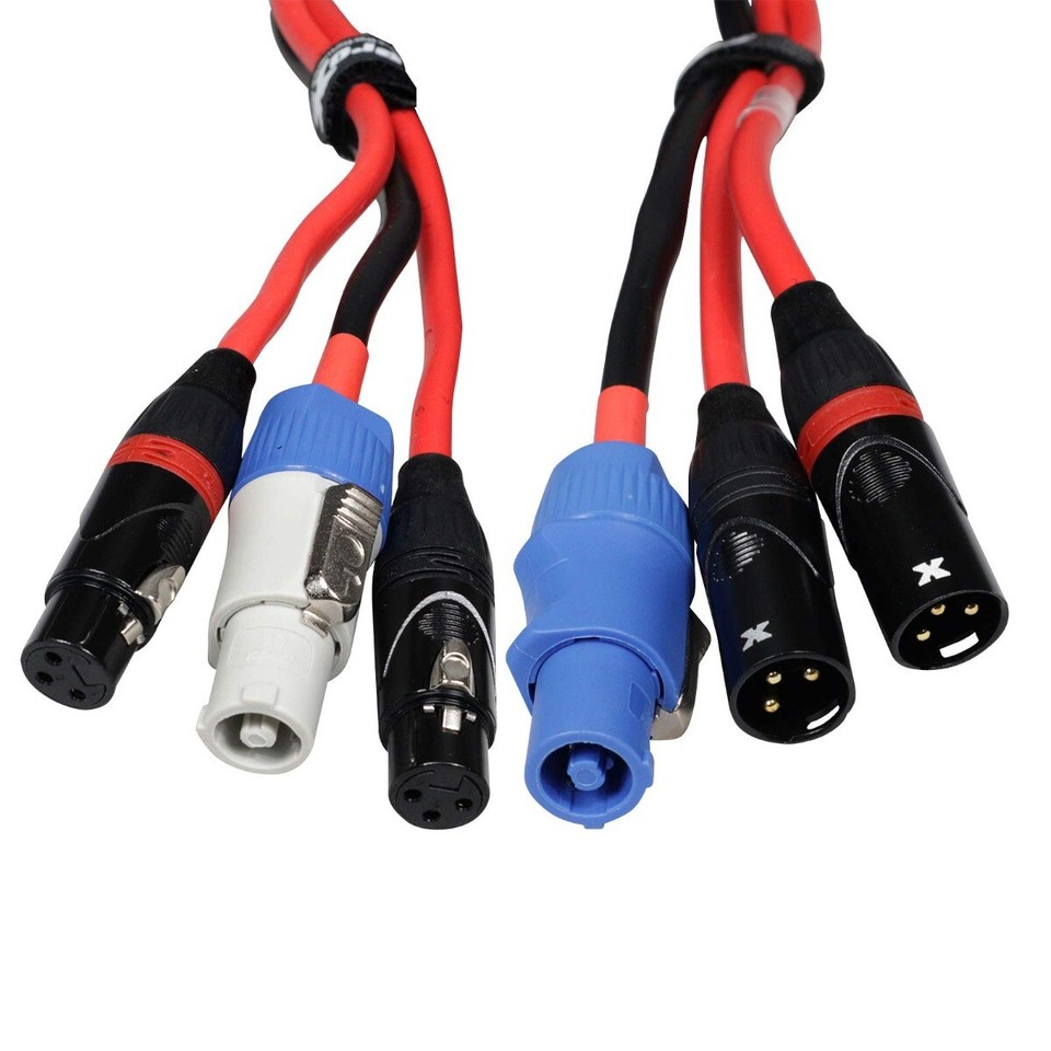 ProX XC-PWC14-DXLR75 75 FT Jumper PowerCon and Dual XLR Link Cable ...