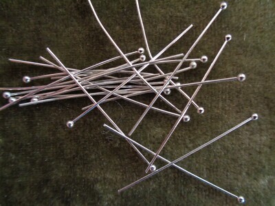 Head pin, sterling silver, 1-1/2 inches with 1.5mm ball, 24 gauge. | eBay