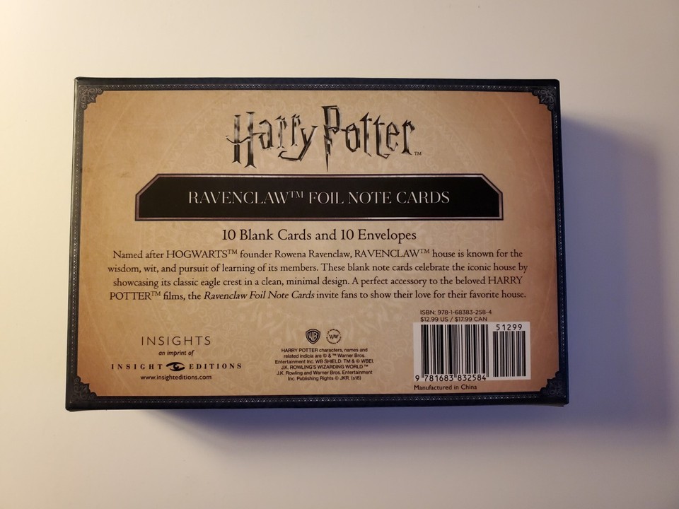 Harry Potter Ser.: Harry Potter: Ravenclaw Foil Note Cards (Set Of 10 ...