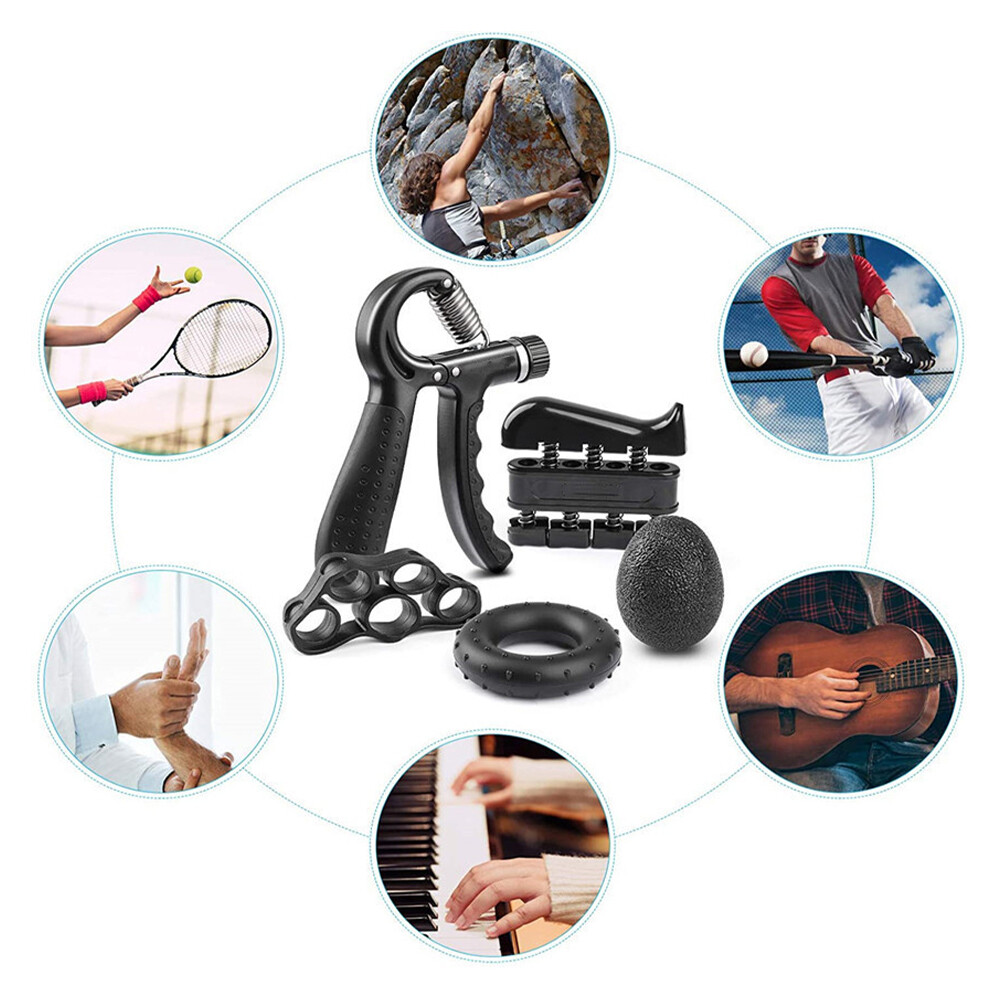 5pcs Finger Stretcher Hand Grip Strengthener Kit Gym Ergonomic With ...