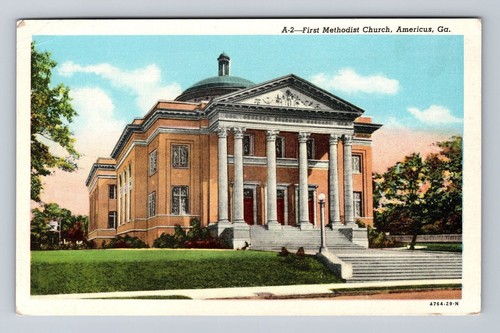 Americus GA-Georgia, First Methodist Church, Religion, Vintage Postcard ...