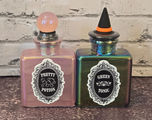 2025 Target Bullseye 2 Mini Glass Potion Bottles Pink Green Iridescent ...